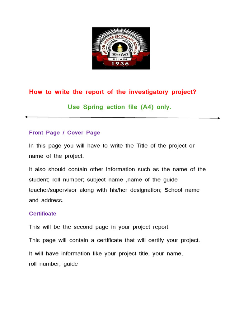 Student Project Report Guide | PDF | Career & Growth