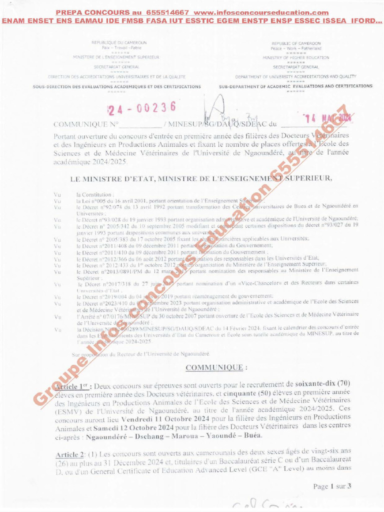 CONCOURS ESMV 2024 | PDF