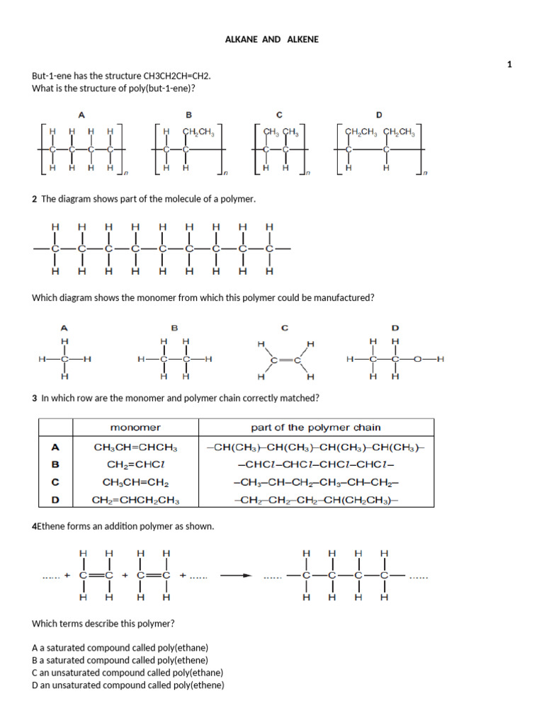 Hydrocarbons IG 3 | PDF | Alkene | Polymerization