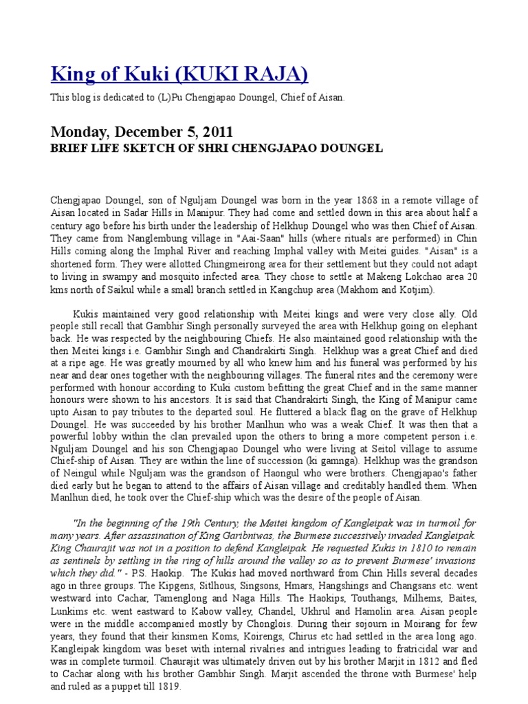 King of Kuki (Kuki Raja) | PDF | Armed Conflict | Unrest