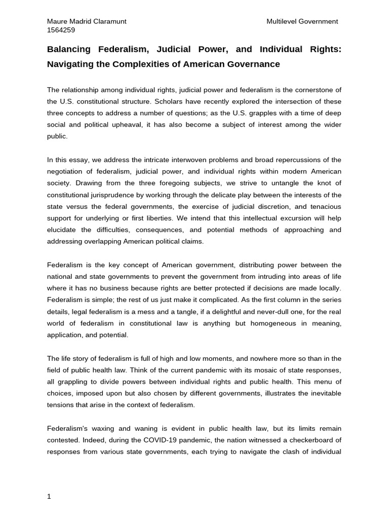 Balancing Federalism, Judicial Power, and Individual Rights ...