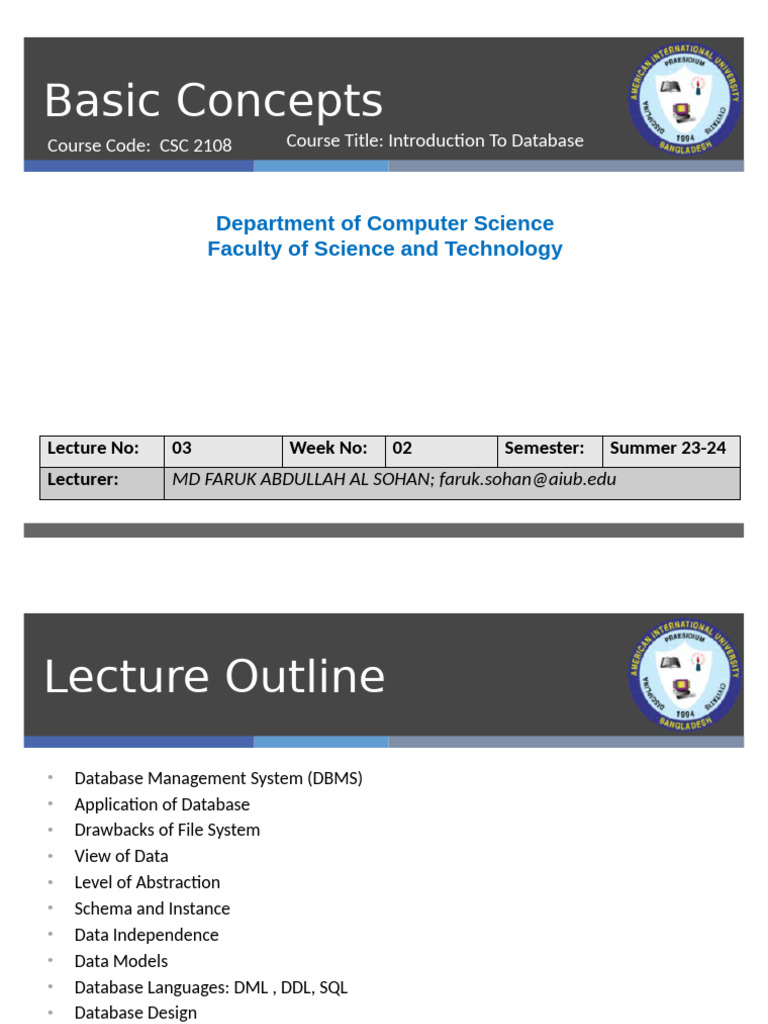 Lecture03_IDB | PDF | Databases | Data Model