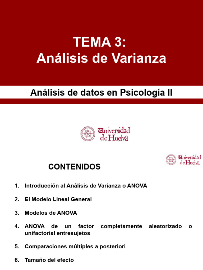 Tema 3. Análisis de Varianza | PDF | Análisis de variación | Diferencia
