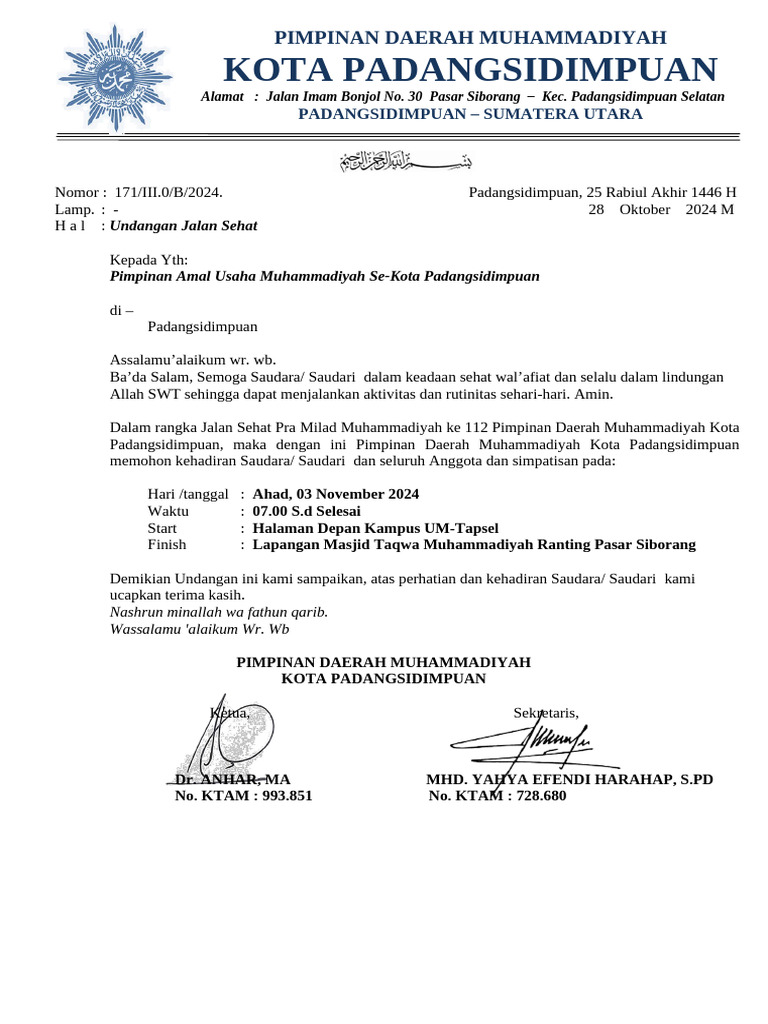 Undangan jalan sehat 171 (2024) | PDF