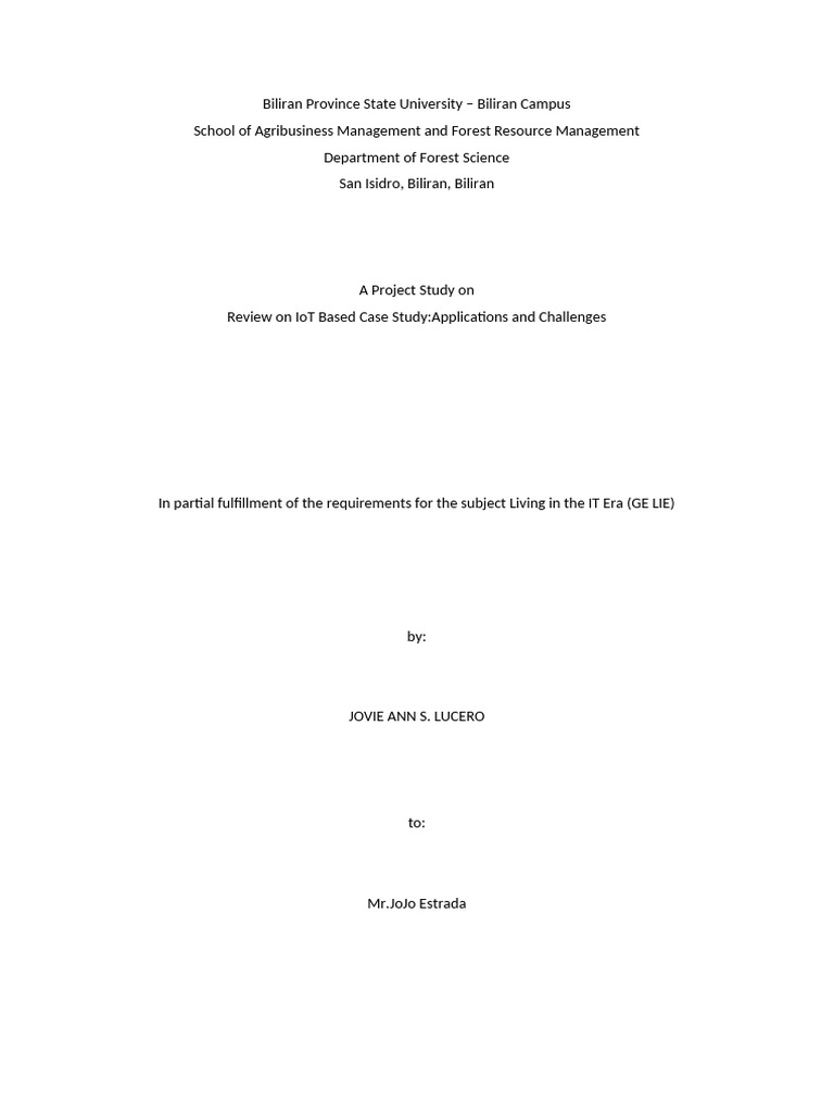 Cover Page BSF Project | PDF