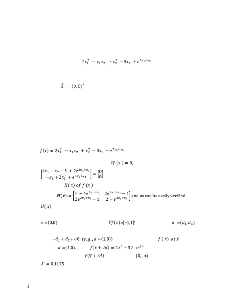 Solution For Assignment 1 Pdf Mathematical Optimization Analysis