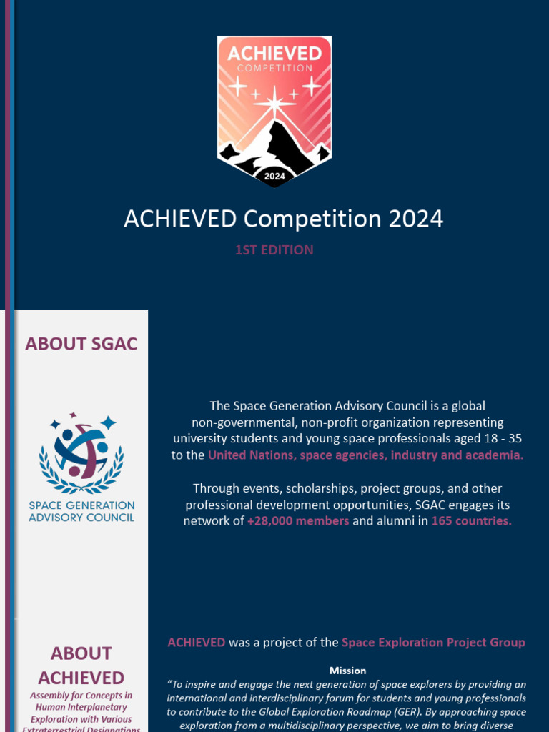 SGAC ACHIEVED Competition 2024 Overview | PDF | Life Cycle Assessment ...