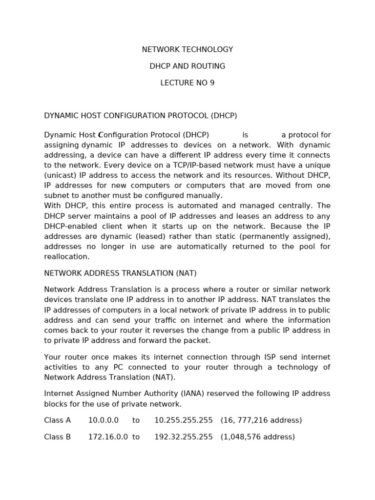 9 DHCP and Routingl9 - 103323 | PDF | Ip Address | Router (Computing)