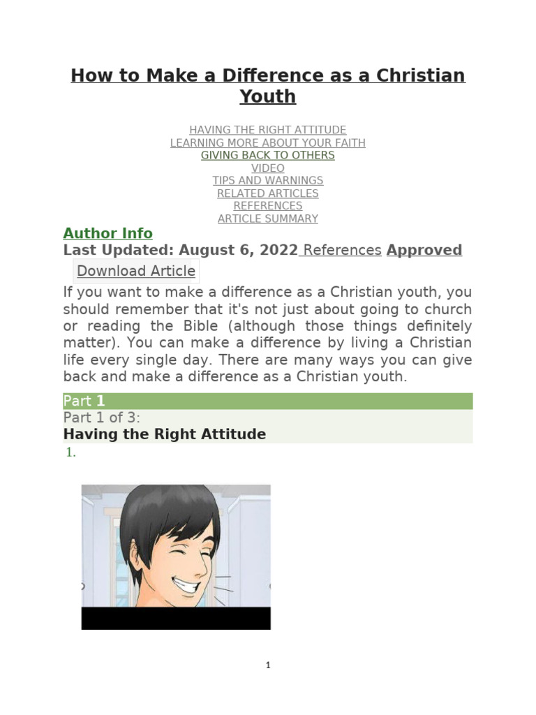 How To Make A Difference As A Christian Youth | PDF | Prayer | Faith
