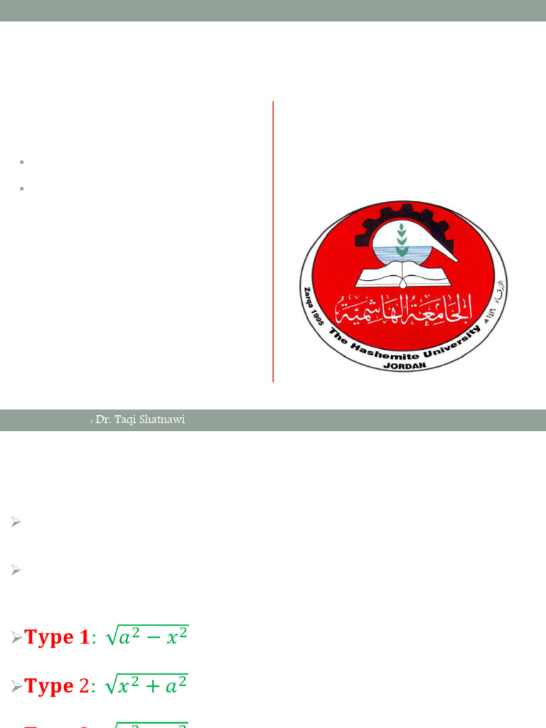 Lecture 4 Trigonometric Substitution - Compressed | PDF | Integral | Trigonometric Functions