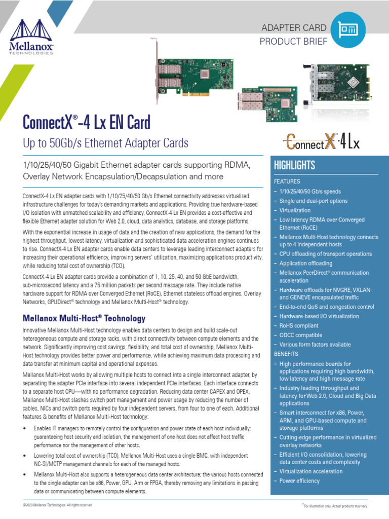 ConnectX-4 Lx EN Adapter Overview | PDF | Computer Network | Network ...