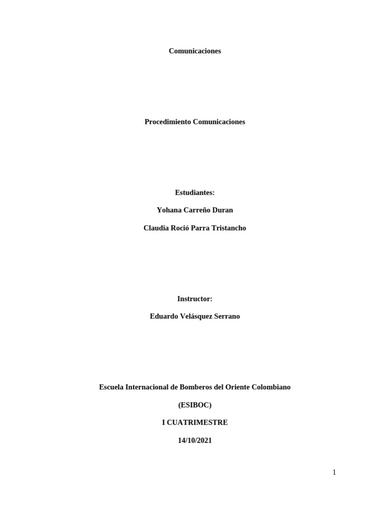 Procedimiento Comunicaciones (1) | PDF | Bombero