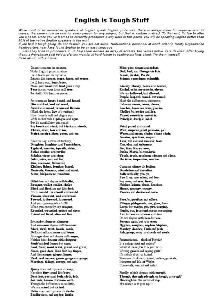 English Is Tough Stuff | PDF | English Language | Languages