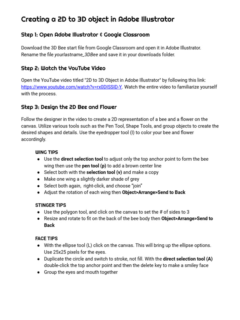 Creating A 2D To 3D Object in Adobe Illustrator | PDF | 3 D Computer ...