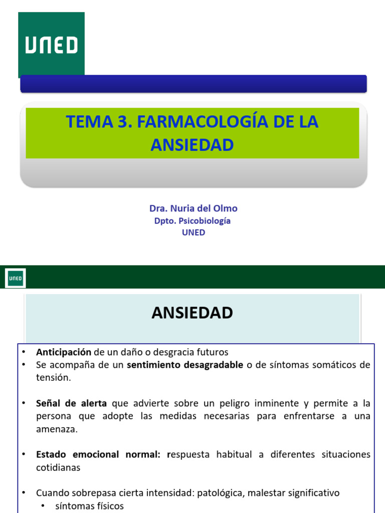Presentacion Tema 3 | PDF | Benzodiazepinas | Ansiedad