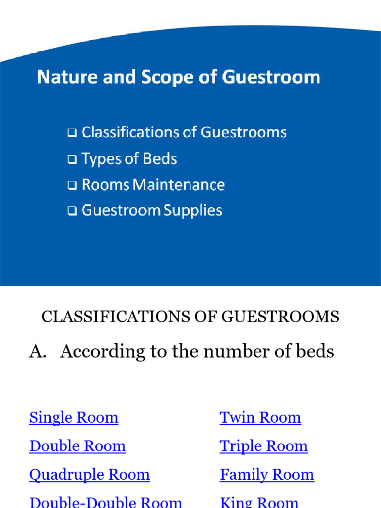 Guestroom Classifications Explained | PDF | Home & Garden | History