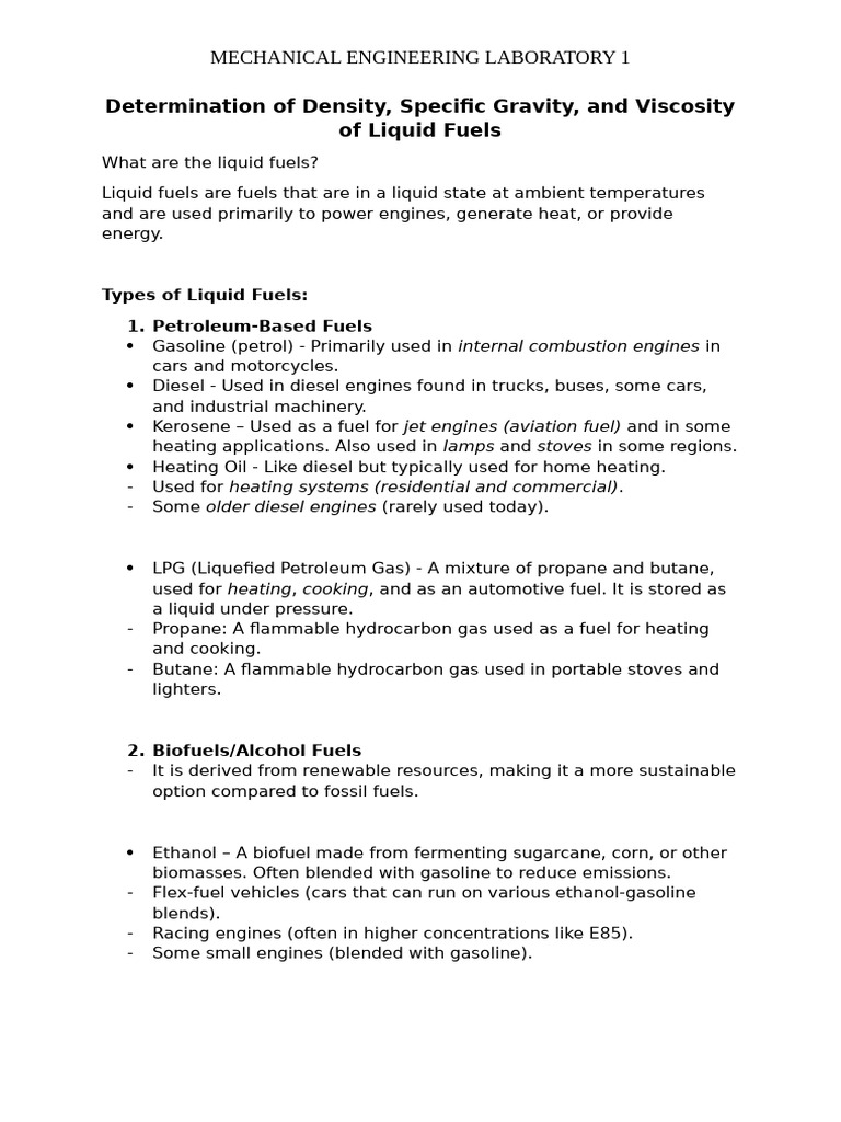 ME-LAB-Determination-of-D-SG-V-of-Liquid-Fuels | PDF | Density | Diesel ...