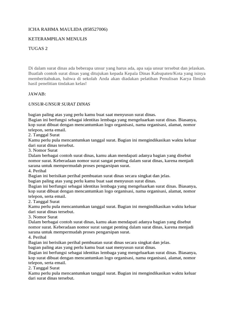 2024 Tugas 2. KETERAMPILAN MENULIS (Icha) | PDF