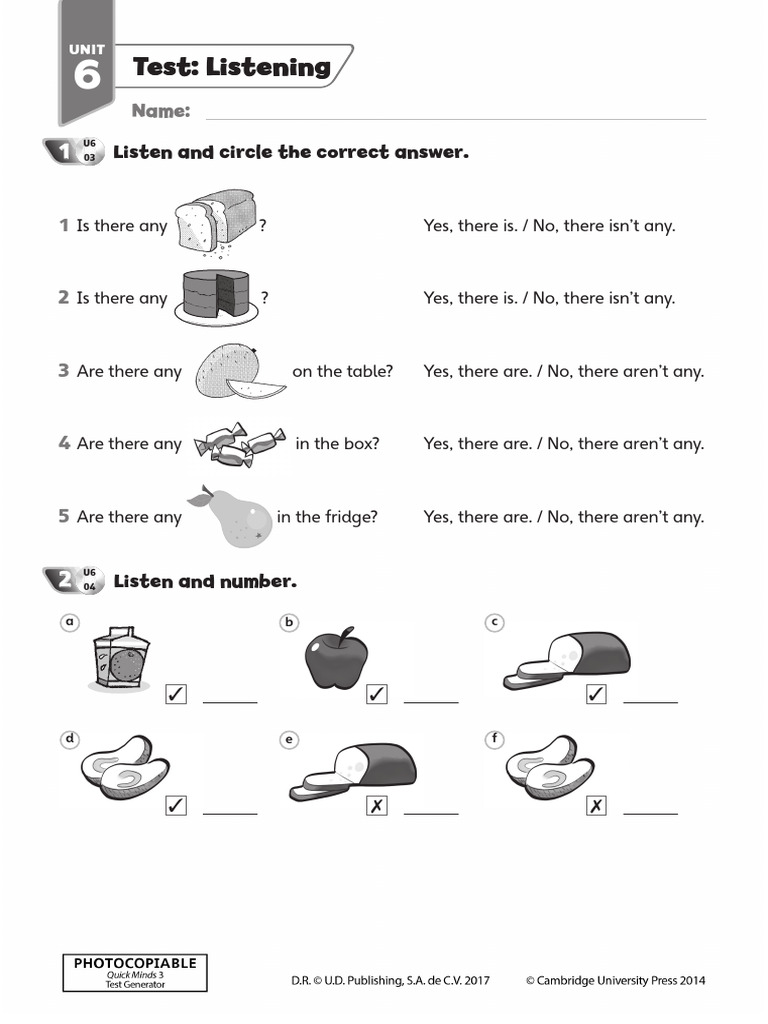 Listening and Reading Test for Kids | PDF
