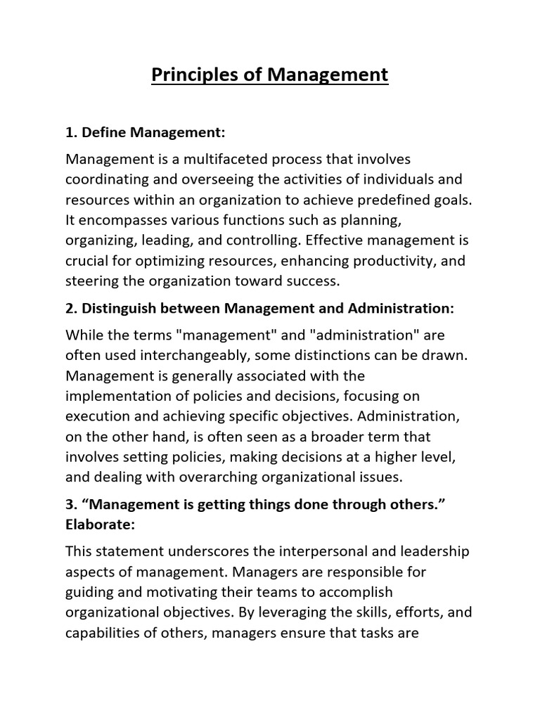 Principles of Management | PDF | Decision Making | Goal
