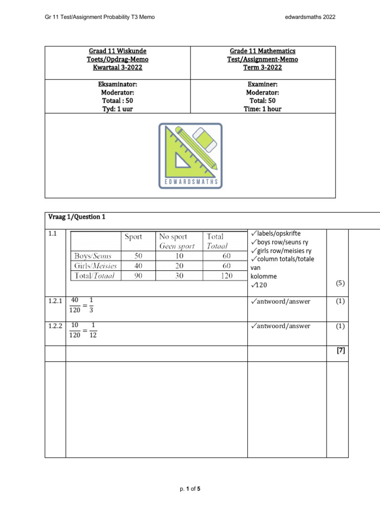 edwards maths prob. memo | PDF | Mathematics | Probability Theory