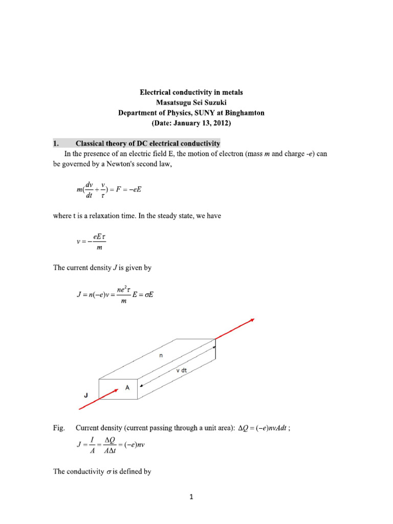 Electrical Conductivity in Metals | PDF