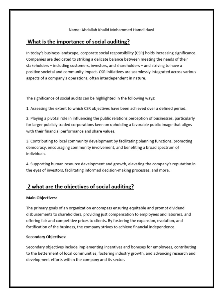 What is the Importance of Social Audit | PDF | Corporate Social ...