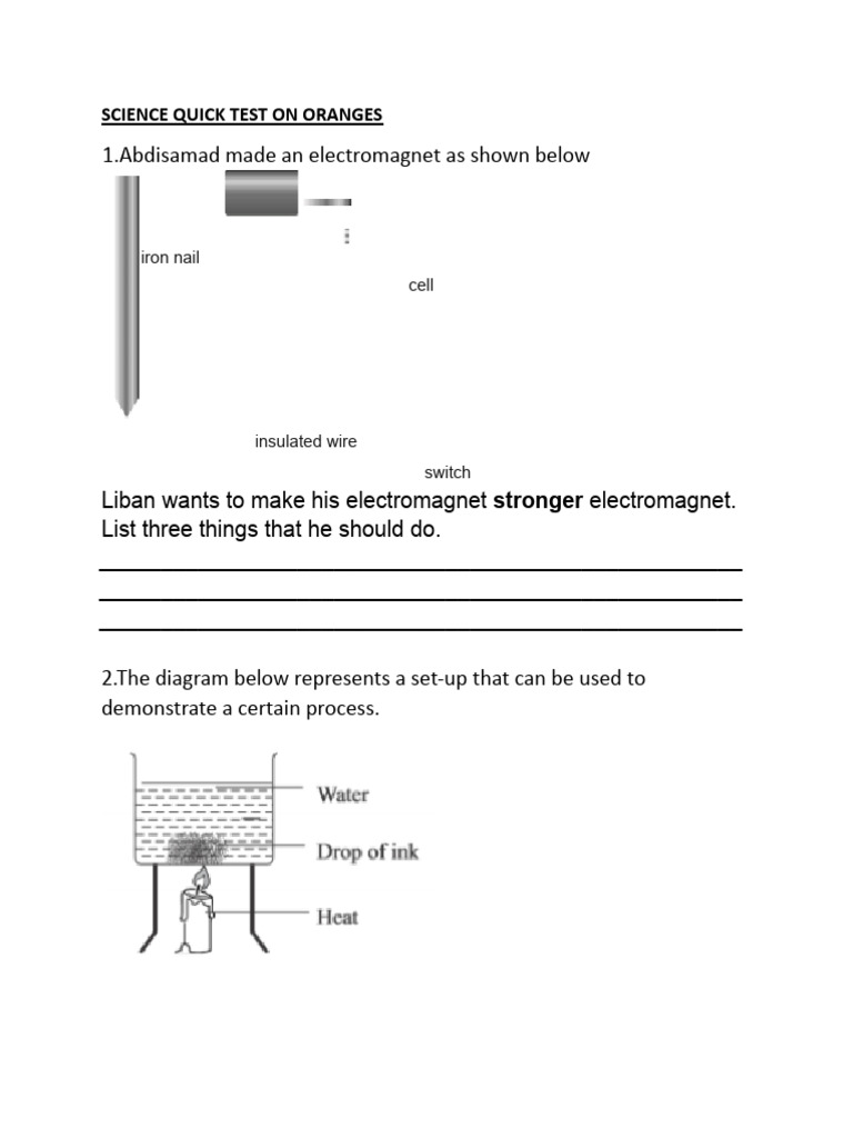 Science Quick Test Onoranges | PDF | Electrical Conductor | Thermal ...
