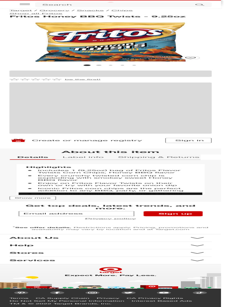 Fritos Honey BBQ Twists - 9.25oz Target | PDF | Barbecue | Potato Chip