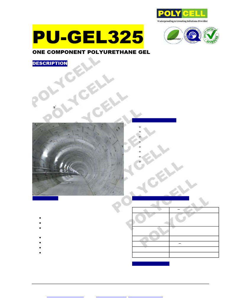 CATALOG-PU-GEL-325 | PDF | Polyurethane | Water