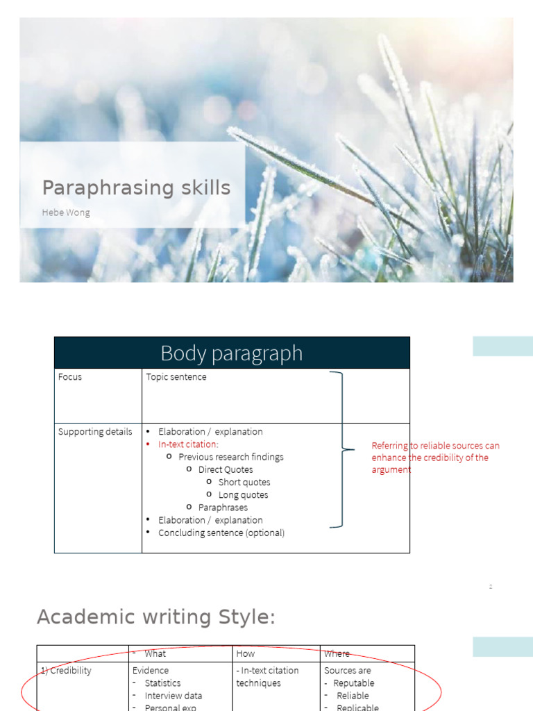 Week 8- Paraphrasing skills | PDF | Hong Kong