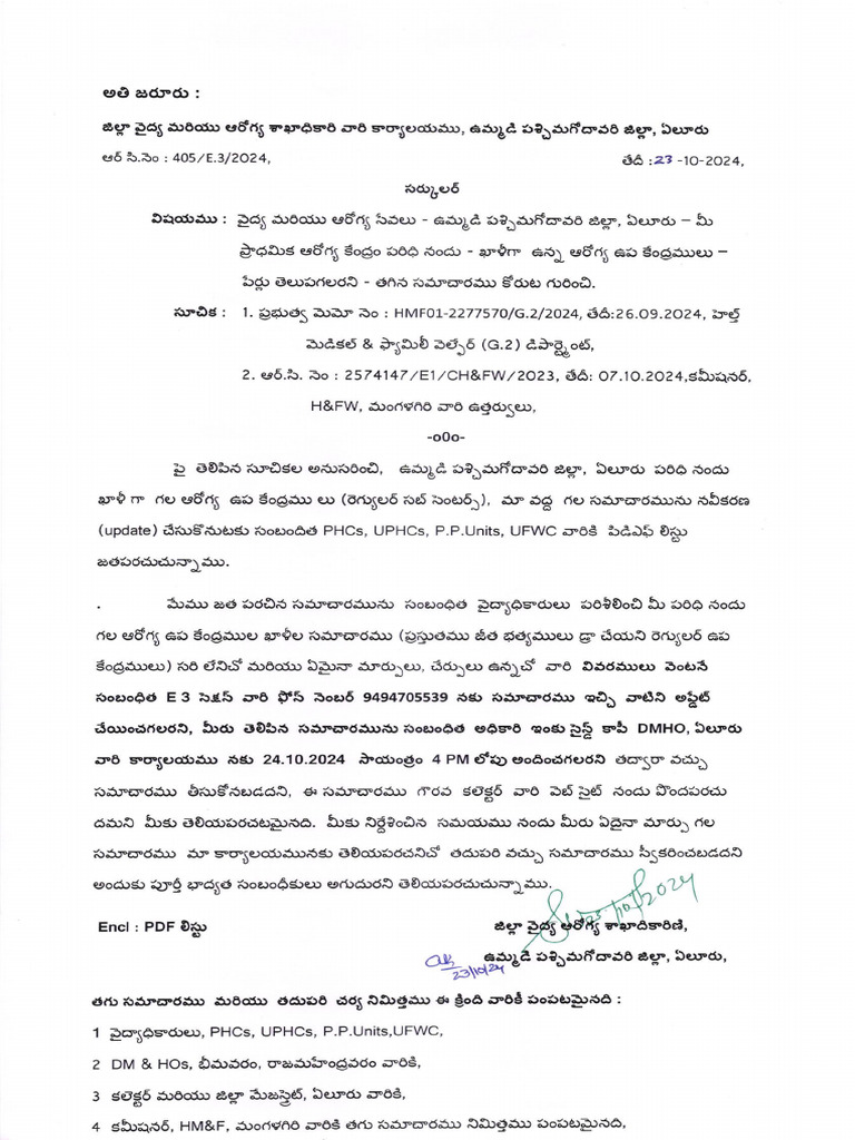 Tentative Vacancy List of Sub-Centres of Regular MPHA (F) in Erstwhile ...