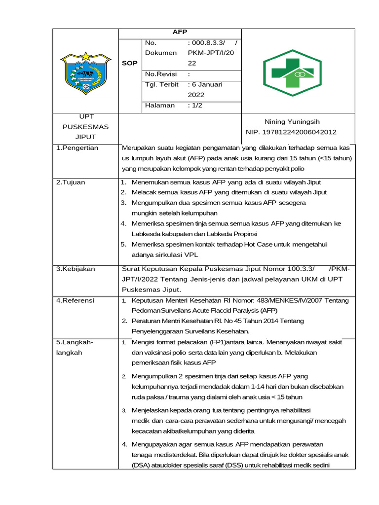 Sop Afp Baru | PDF | Sains & Matematika