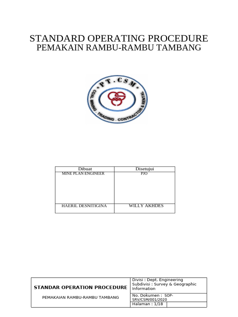 SOP Rambu Tambang: Panduan Lengkap | PDF | Komputer