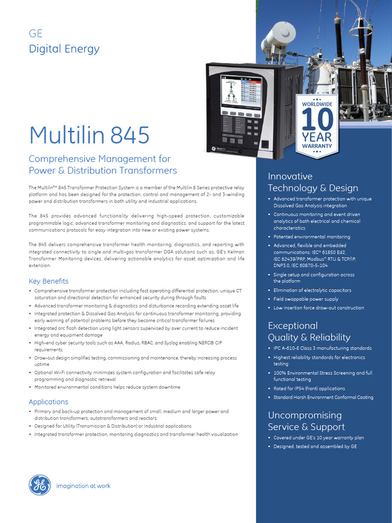 Relé 845 - Gea12875b - A4lr | PDF | Transformer | Reliability Engineering