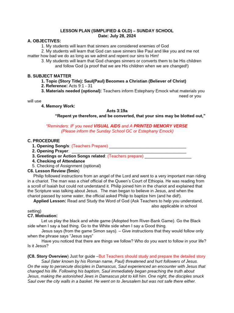 Lesson Plan 2024 Final Ongoing | PDF | Paul The Apostle | Jesus