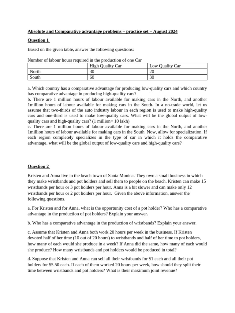 Practice Question Set 1 | PDF | Trade | Economics