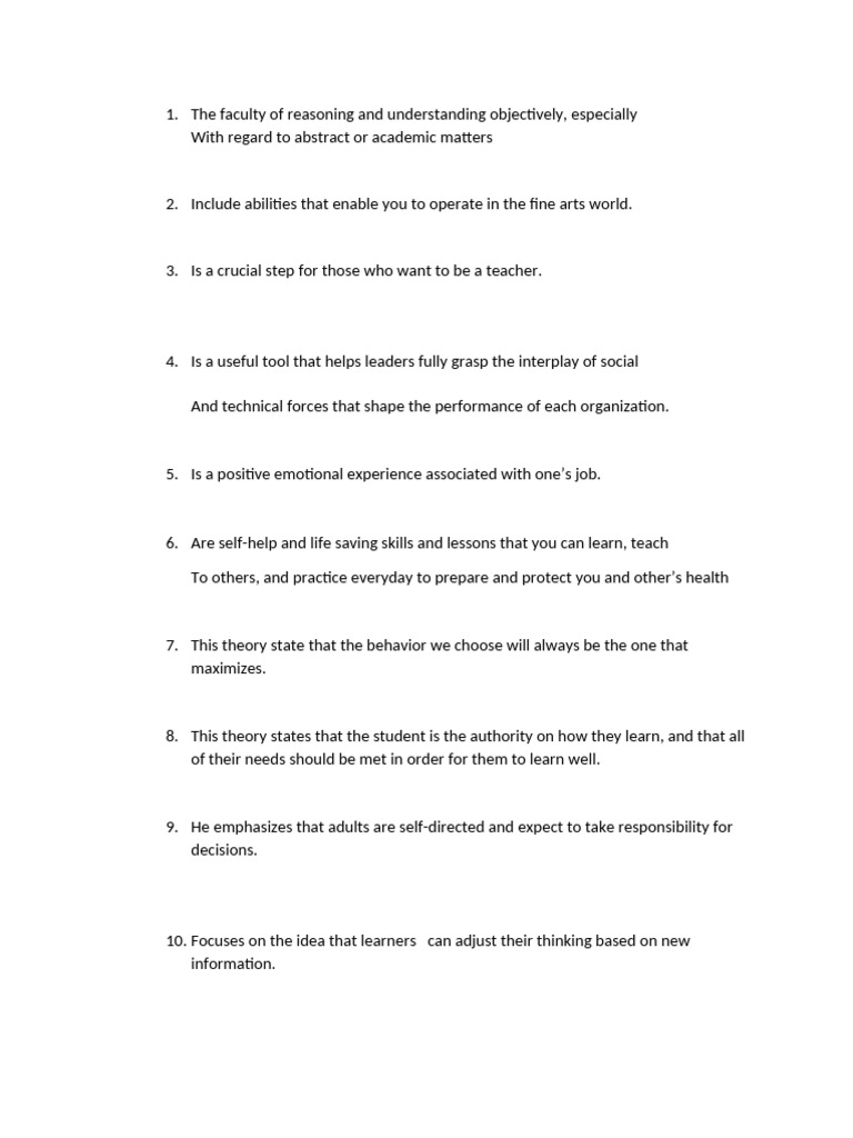 EXD 111 Removal Moving Quiz | PDF | Learning | Thought