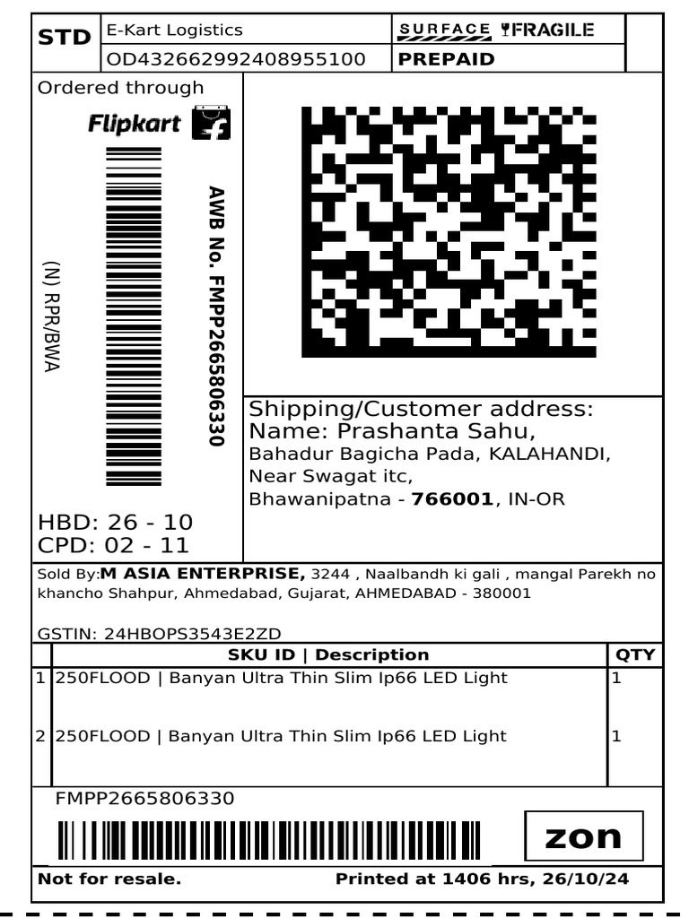 Flipkart Labels 26 Oct 2024 02 06 - Cropped | PDF | Payments | Taxes
