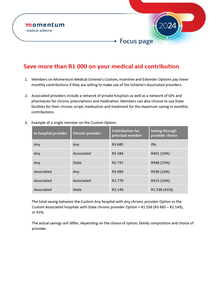 Save More Than R1000 On Your Medical Aid Contribution 2024 | PDF ...