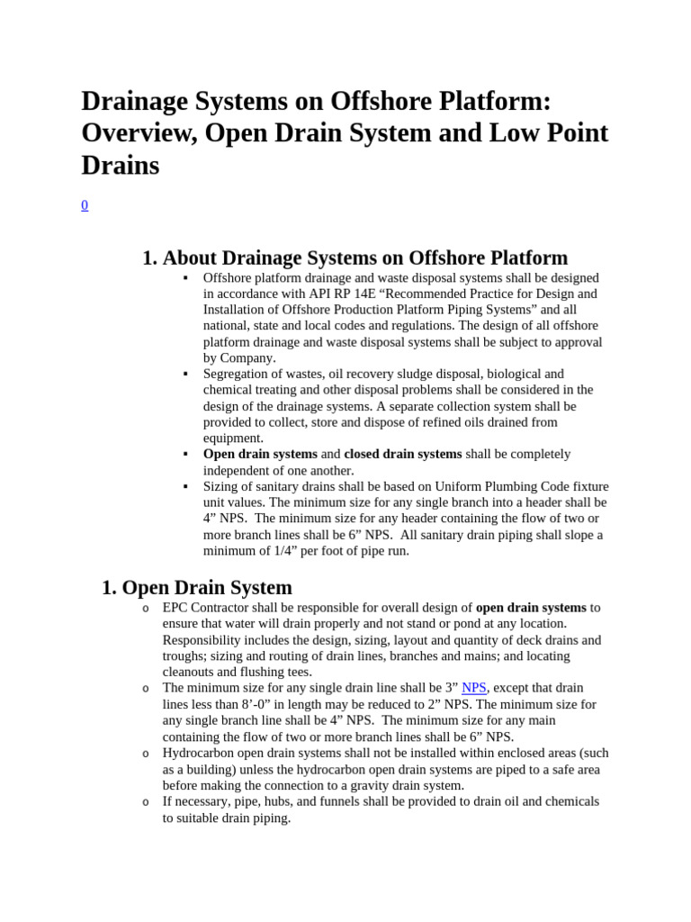 Offshore Platform Drainage Systems Guide | PDF | Drainage | Valve