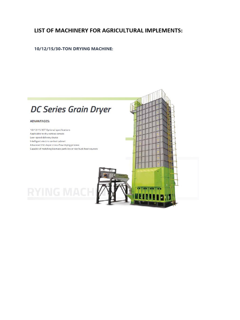 MACHINERY FOR AGRICULTURAL IMPLEMENTS | PDF