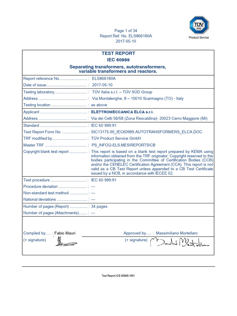Elca Tuv 2017 | PDF | Transformer | Electronics