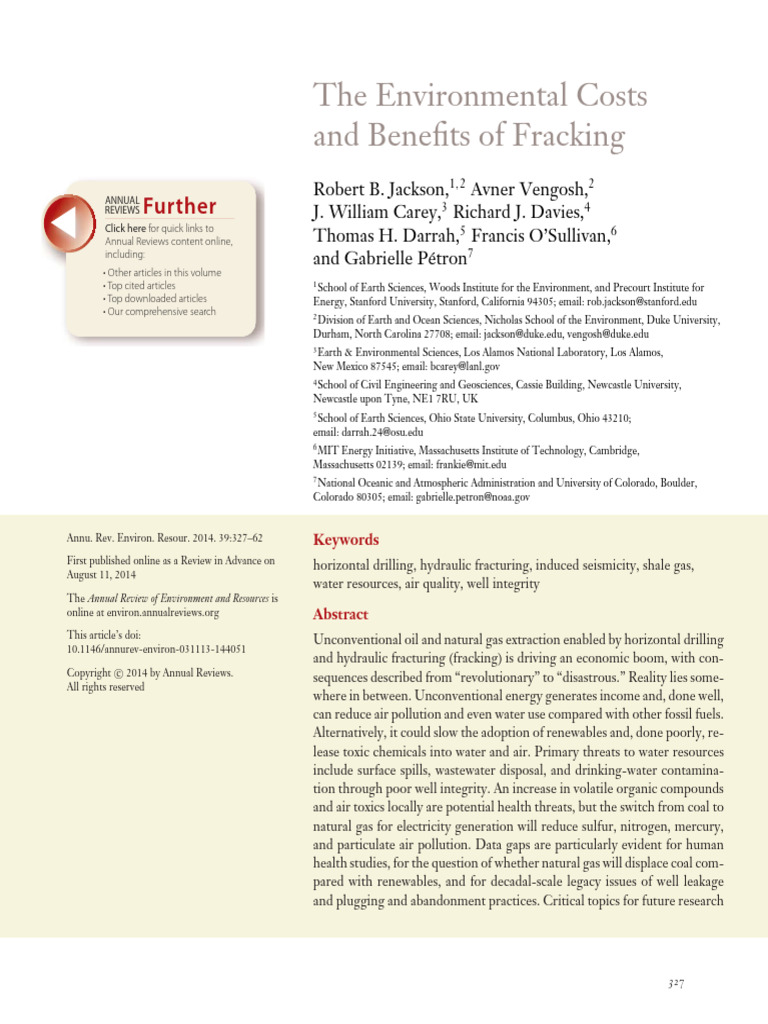 The Environmental Costs Benefits Fracking | PDF | Natural Gas | Petroleum