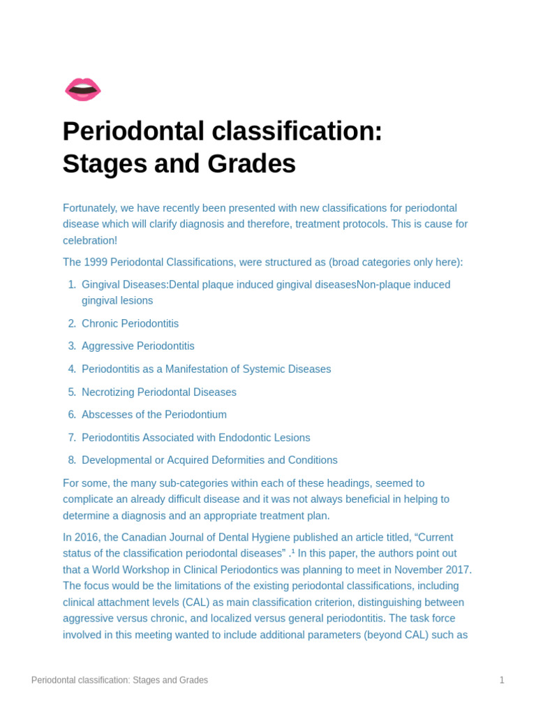Periodontal Classification Stages and Grades | PDF | Periodontology ...