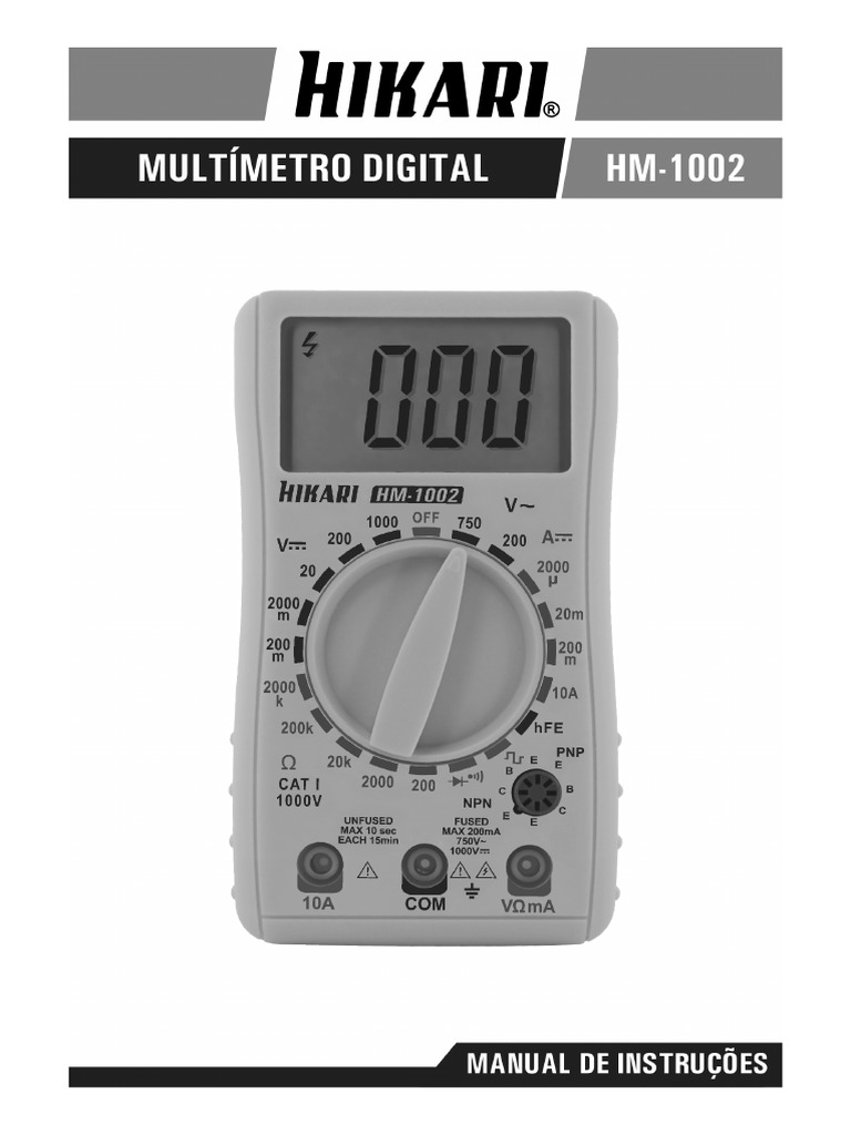 Manual Multimetro Digital HM-1002 | PDF | Eletricidade | Rede elétrica