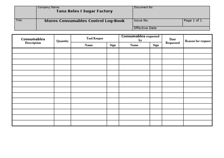 Consumables Consumption Request Form | PDF