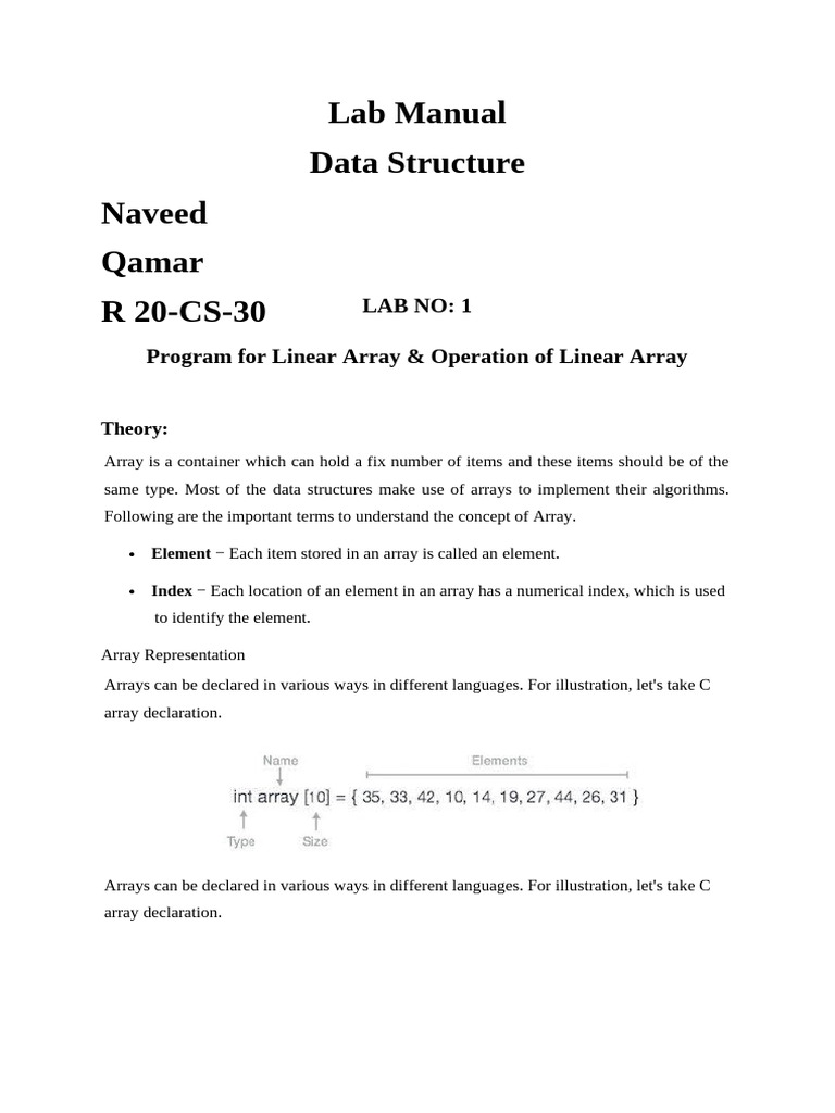 Lab Manual Data Structure Pdf Pointer Computer Programming Software Engineering