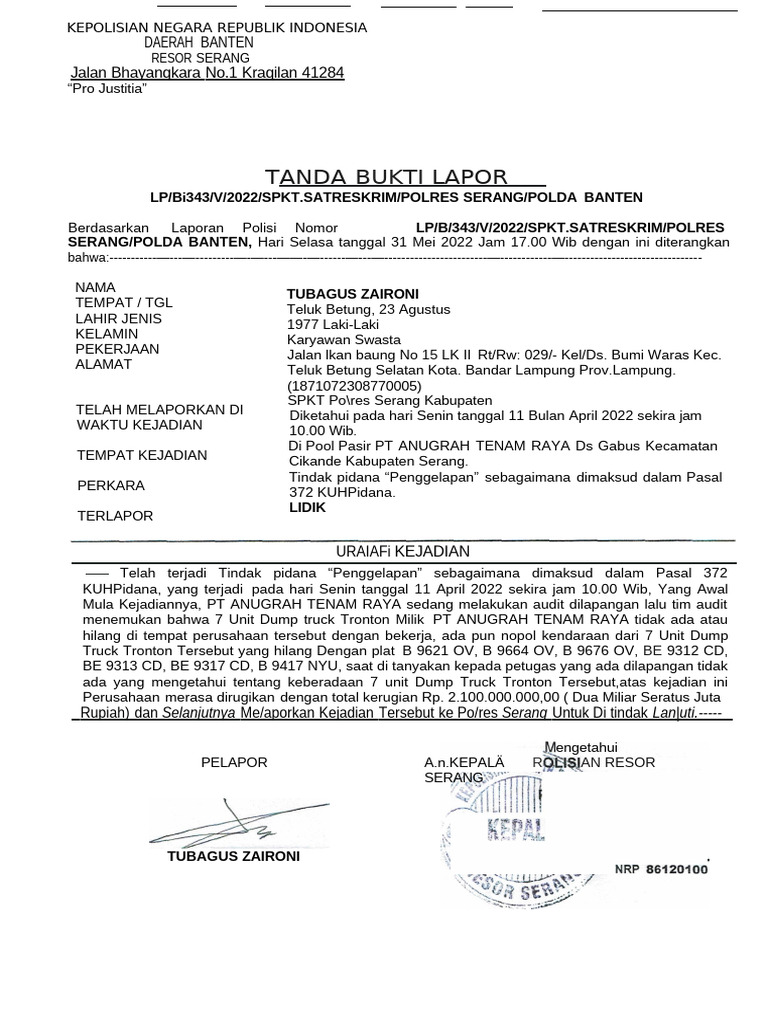 Lapor Pak Roni | PDF