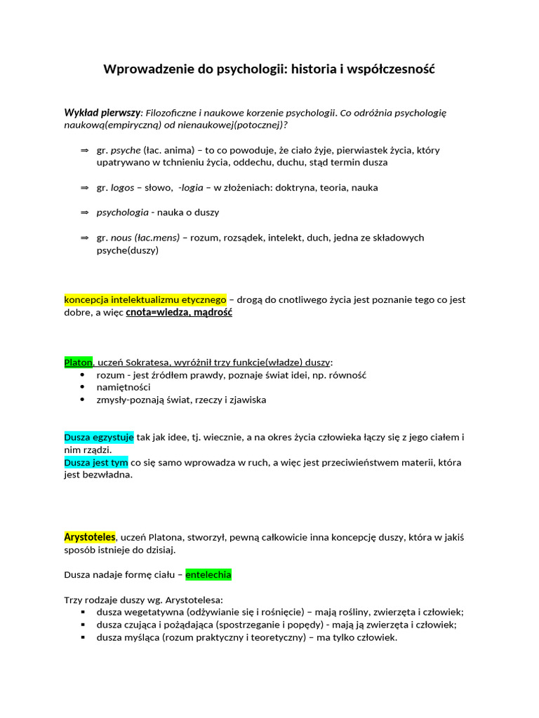 Wprowadzenie Do Psychologi Historia I Współczesność | PDF